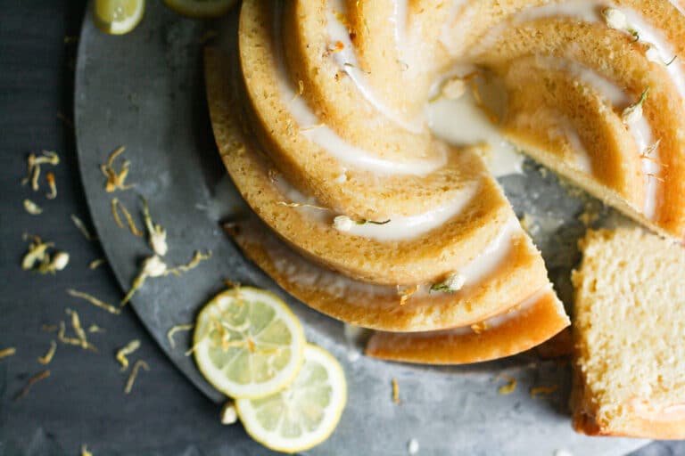 Double Lemon Cream Cake - drizzled with lemon-vanilla glaze