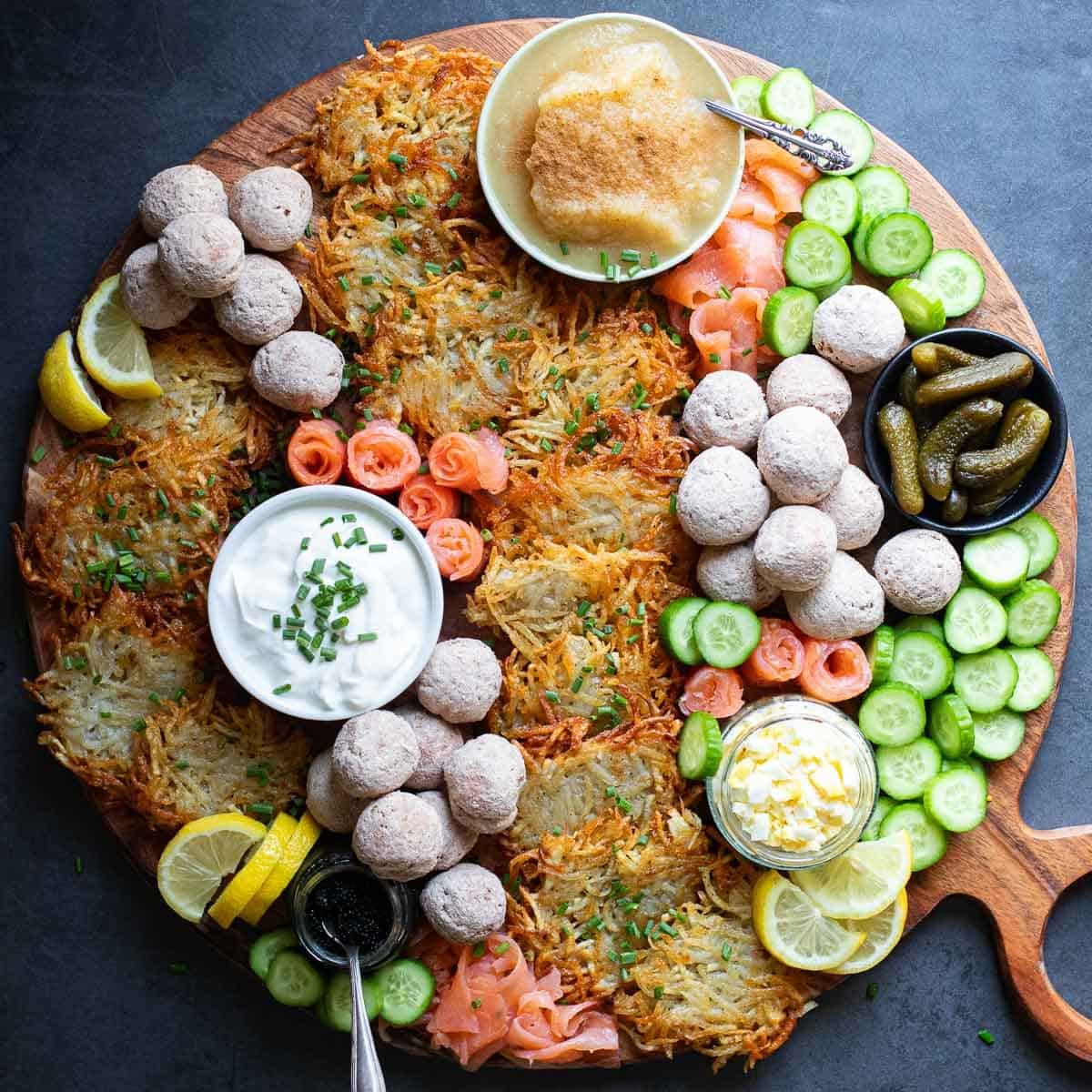 How to Make a Latke Charcuterie Board for Hanukkah