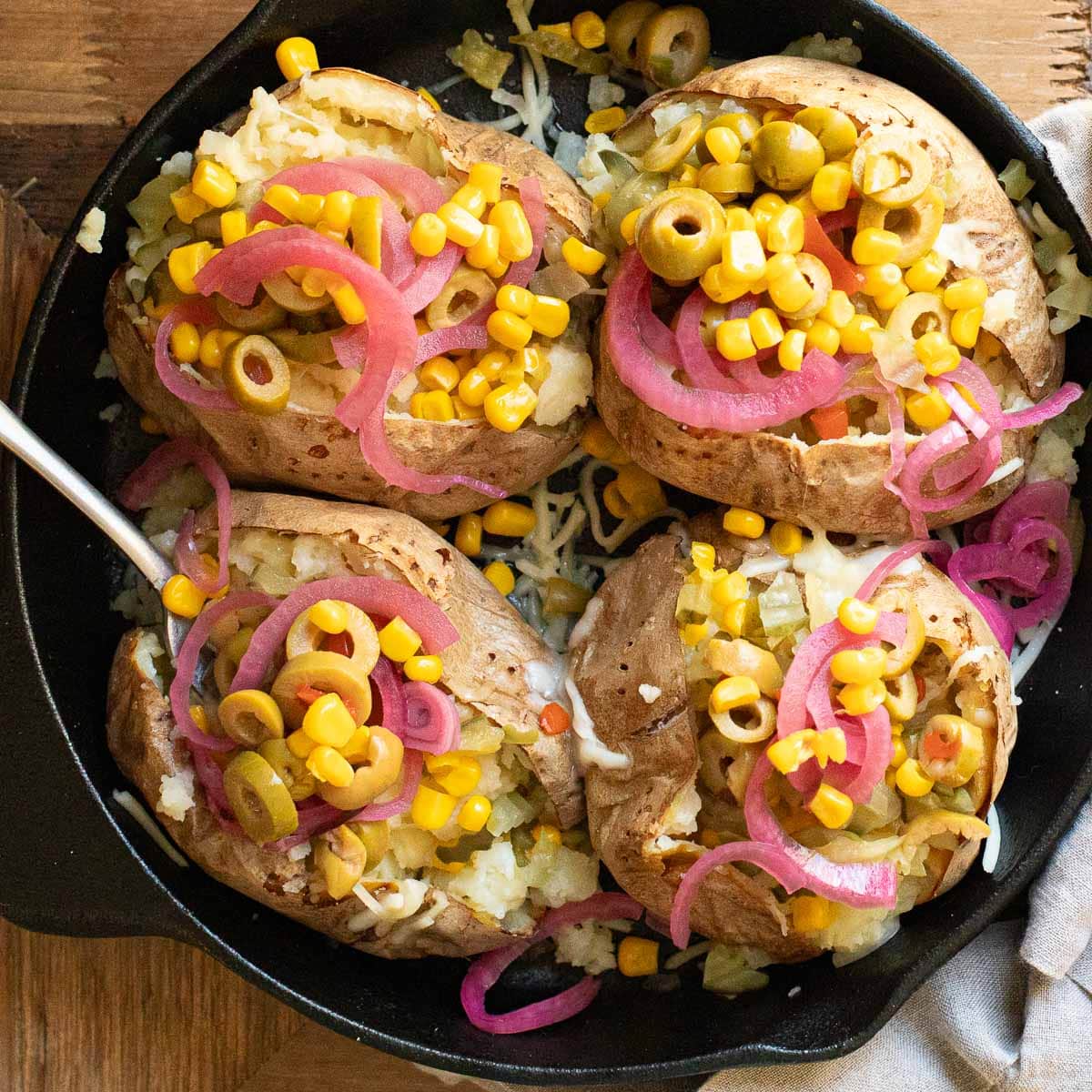 Cheesy Stuffed Baked Potato Recipe (Turkish Kumpir)