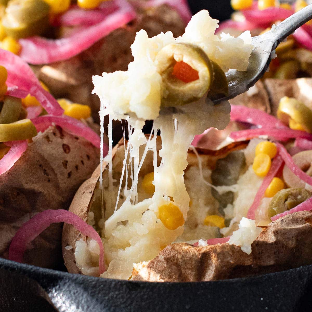 Cheesy Stuffed Baked Potato Recipe (Turkish Kumpir)