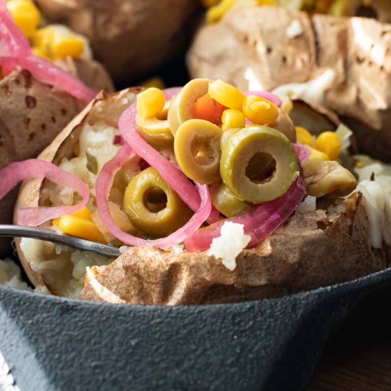 Cheesy Stuffed Baked Potato Recipe (Turkish Kumpir)