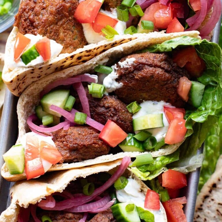 Falafel Pita Sandwich Recipe with Easy Tahini Sauce