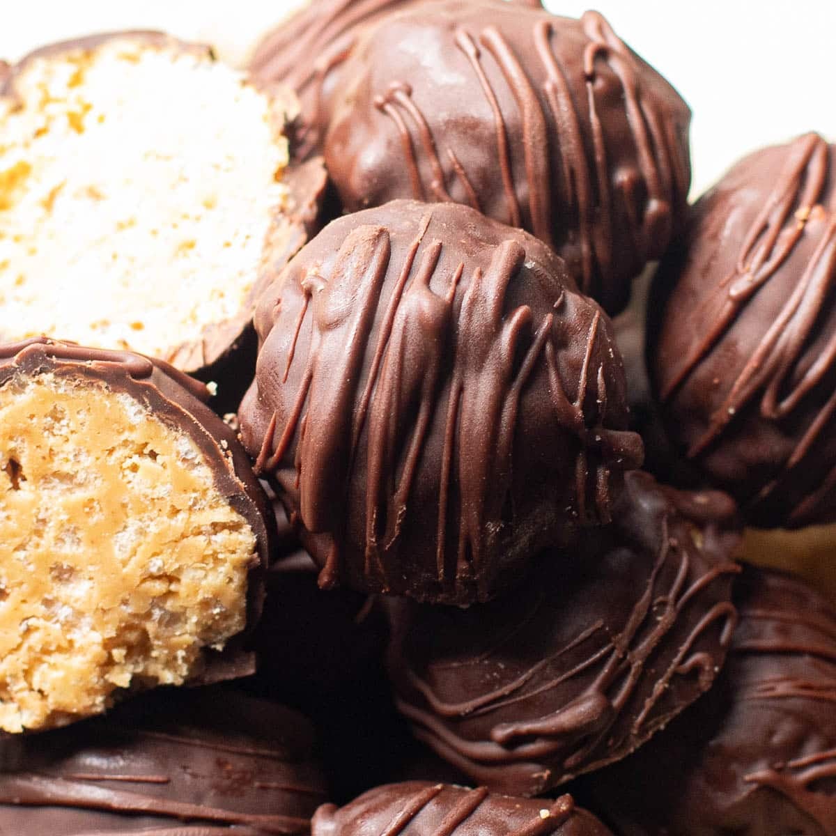 Chocolate Peanut Butter Balls with Rice Krispies