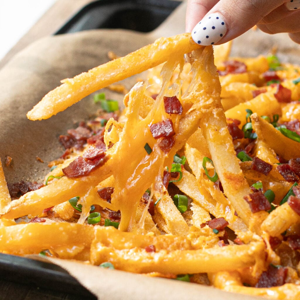 Loaded French Fries Recipe with Bacon and Cheese